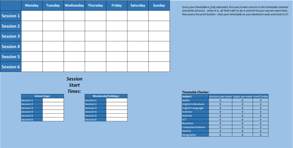 Goal Setting & Study Timetable - Archlead Learning Hub